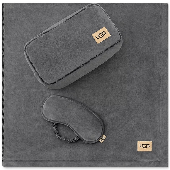 UGG | Accessories | Ugg Charcoal Raegan 3pc Travel Throw Eye Mask And ...